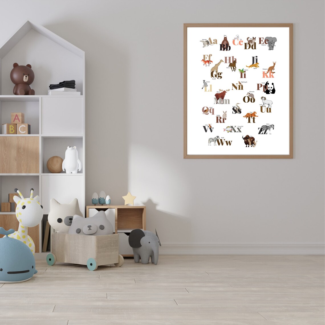 Zoo Animal Alphabet Poster, Earth Tones, Homeschool Printable Décor ...