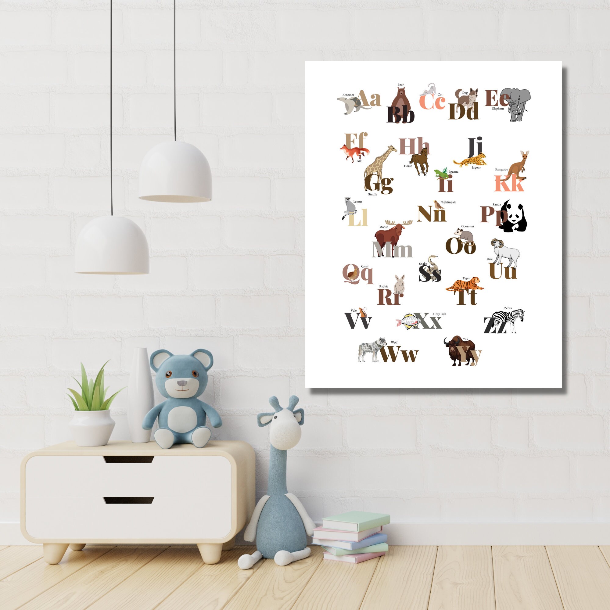Zoo Animal Alphabet Poster, Earth Tones, Homeschool Printable Décor ...