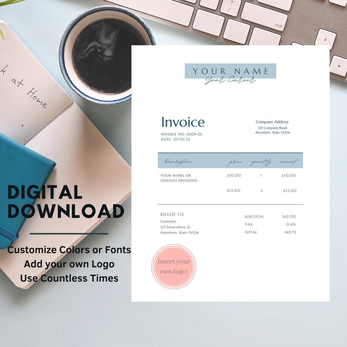 Simplistic Elegance, Fillable Invoice Form, Small Business Form ...