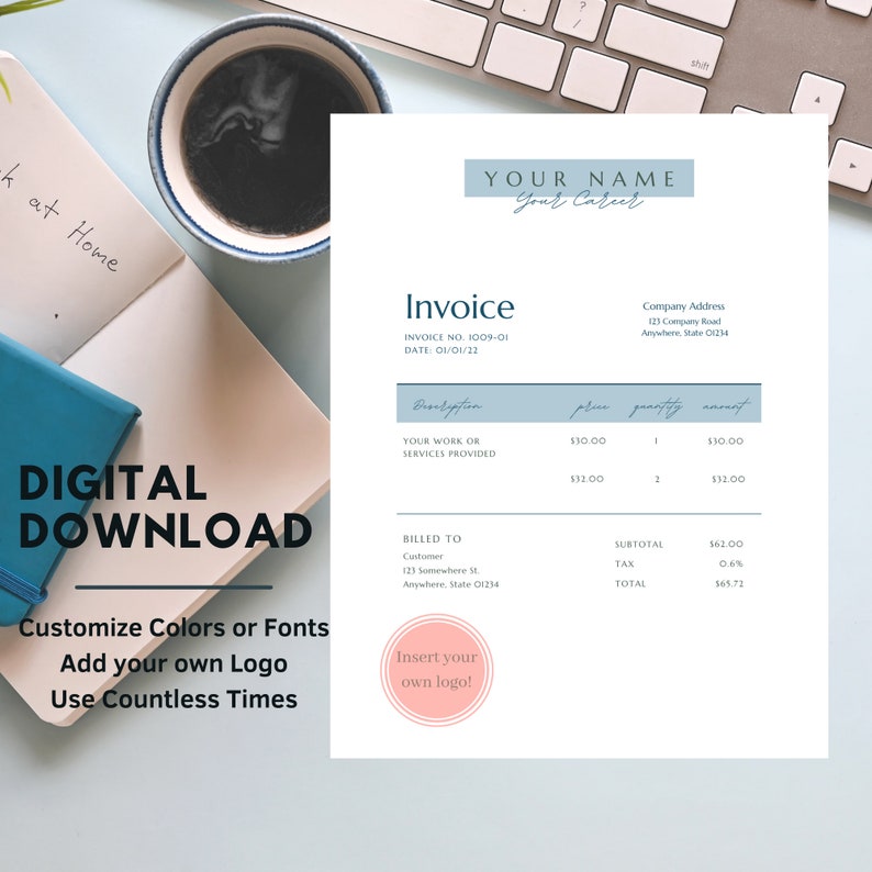 Simplistic Elegance, Fillable Invoice Form, Small Business Form ...