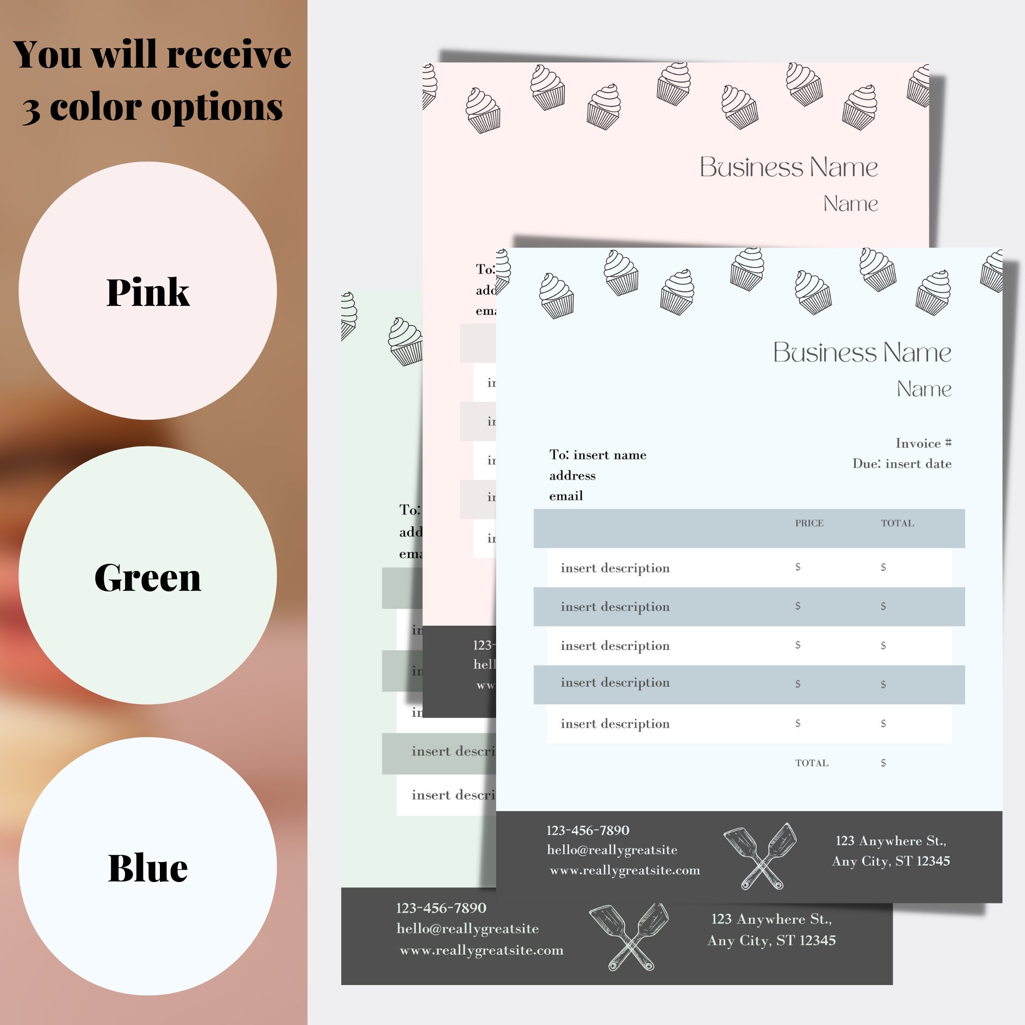 Bakery Invoice Template, Order Form, Cupcake Design, Invoice Template ...