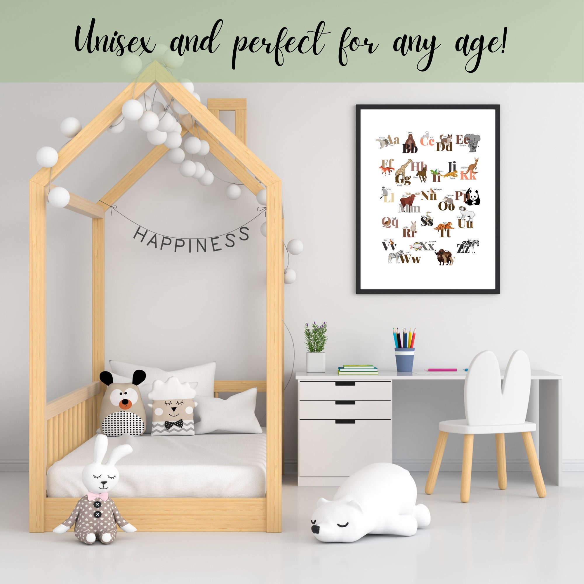 Zoo Animal Alphabet Poster, Earth Tones, Homeschool Printable Décor ...