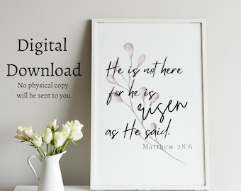 He is Not Here for He is Risen Matthew 28:6 / Easter - Etsy