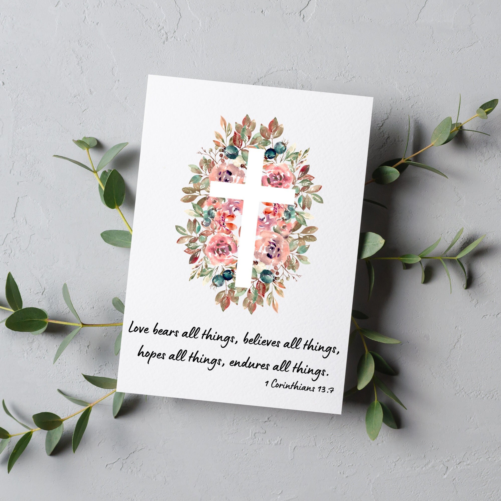 Printable Wedding Card Christian Wedding Card Cross Wedding Card Valentines Day - Etsy