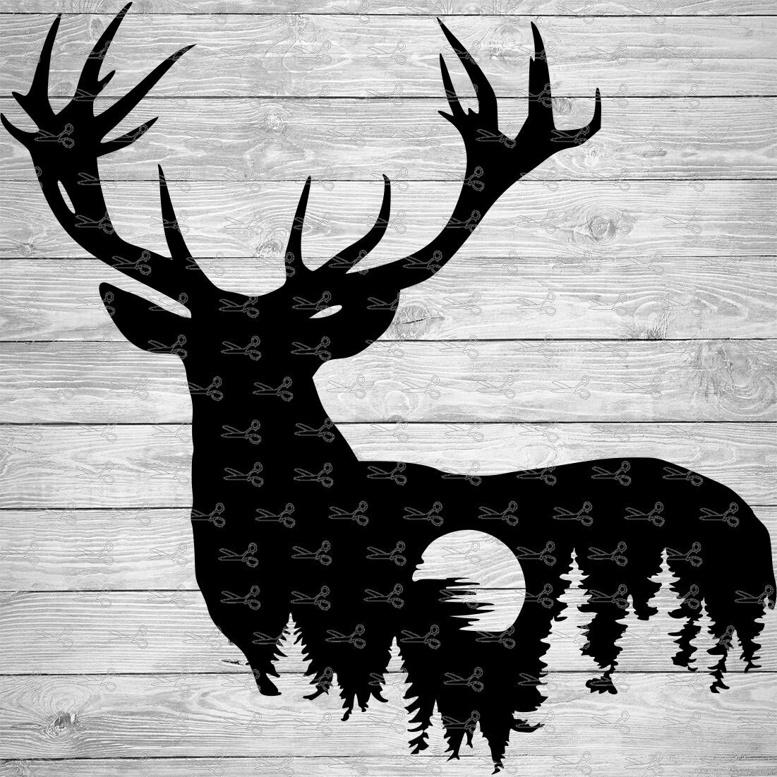 Deer Nature Scene SVG, EPS &PNG Files - Etsy