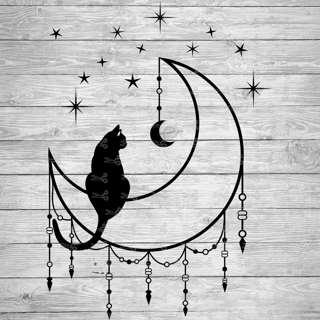 Cat on Moon SVG, EPS &PNG Files - Etsy