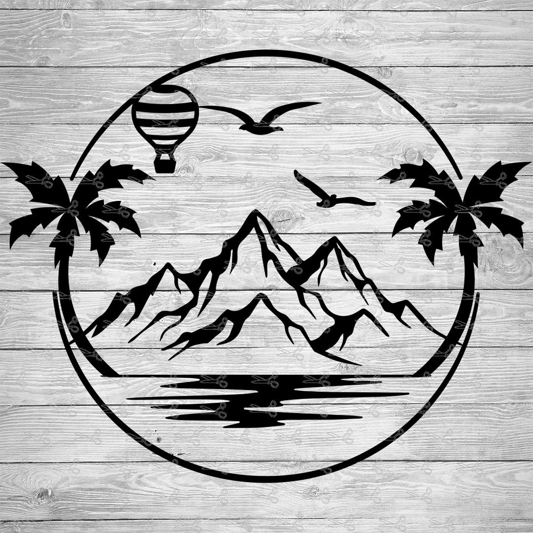 Beach Mountain View SVG, EPS &PNG Files - Etsy