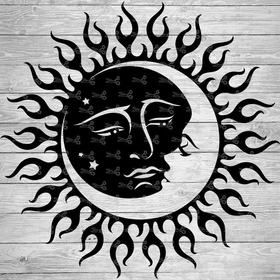 Sun in Moon SVG, EPS &PNG Files - Etsy