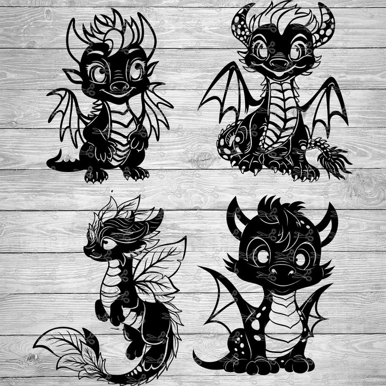 Little Dragon Bundle SVG, EPS &PNG Files - Etsy