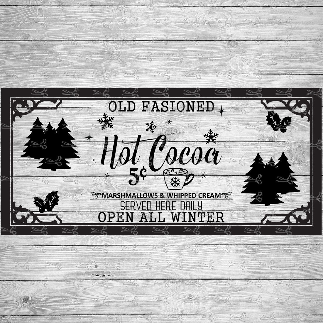 Vintage Hot Cocoa Sign SVG, EPS &PNG Files - Etsy