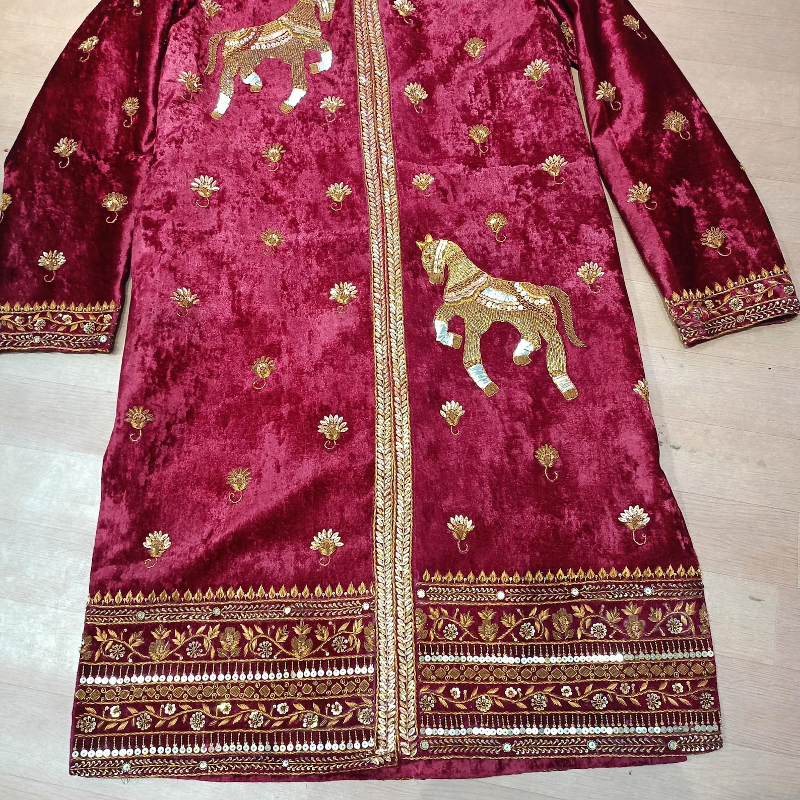 Manish Malhotra Inspire Designer Velvet Sherwani Maroon Zari Work ...