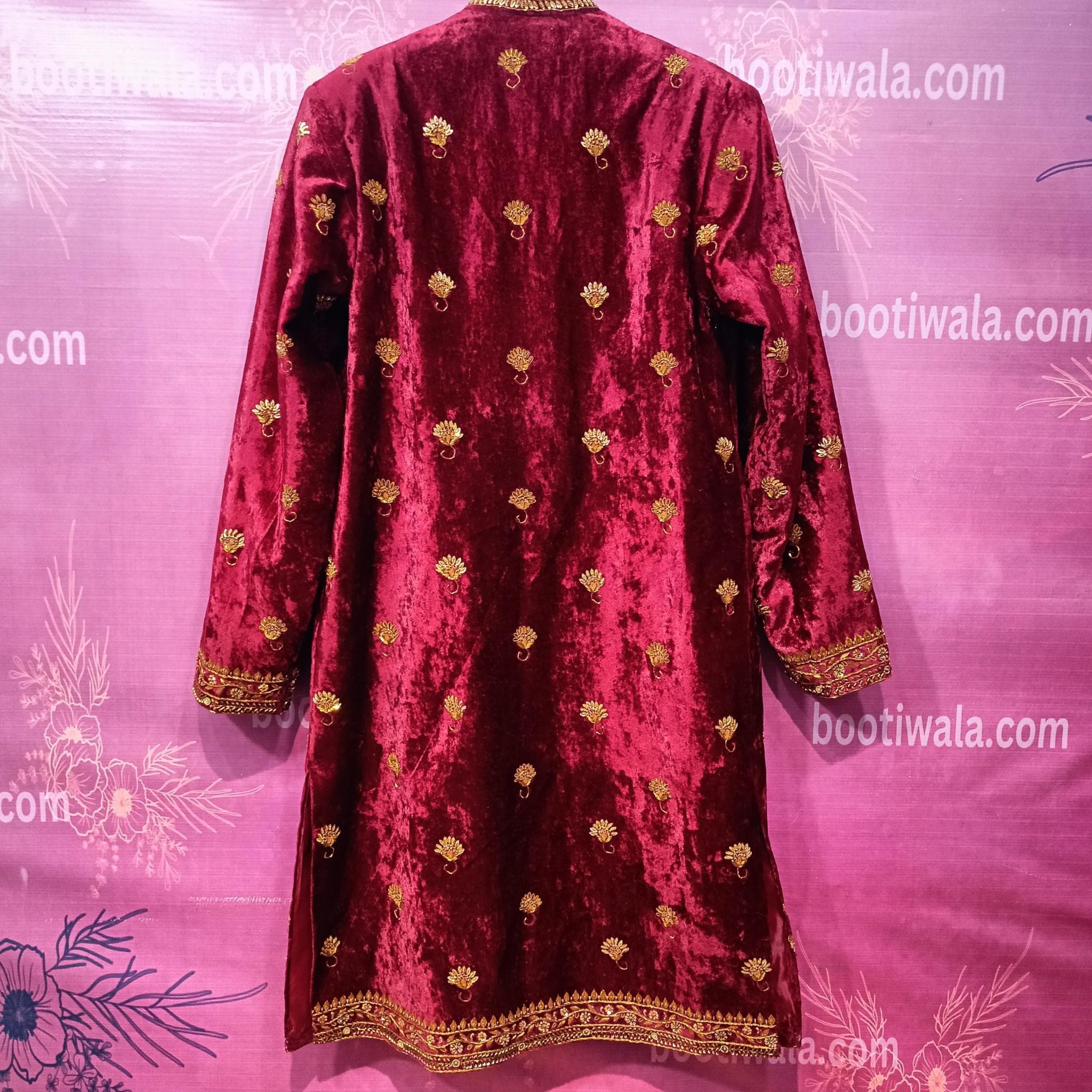 Manish Malhotra Inspire Designer Velvet Sherwani Maroon Zari Work ...