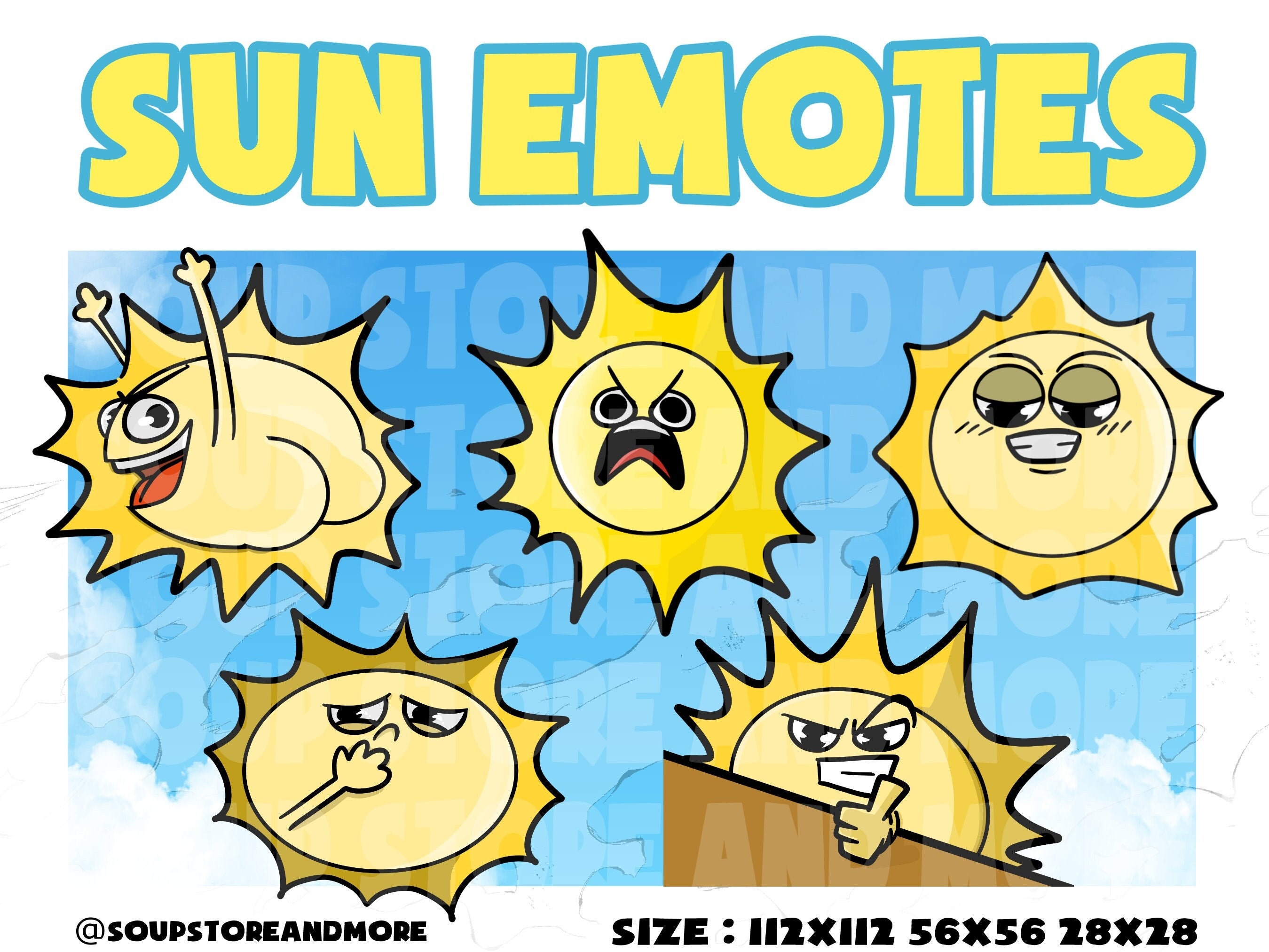 5 SUN EMOTES for TWITCH Discord Big Booty Sun Emote - Etsy