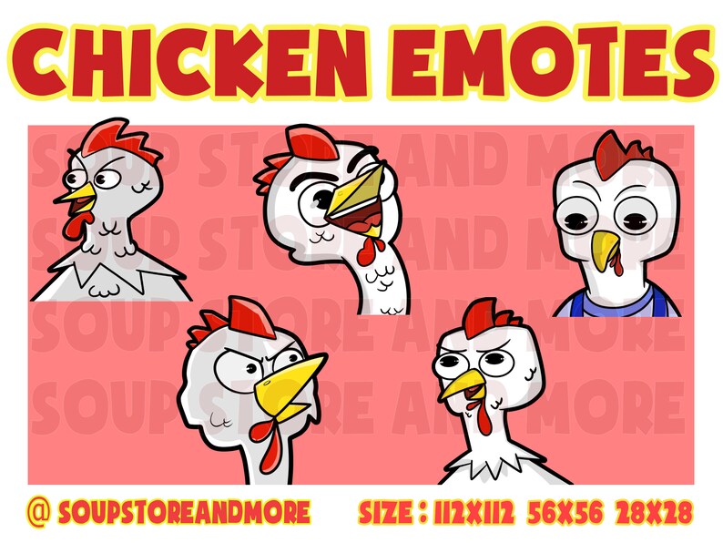 5 Chicken Emotes - Black and White Outlines - Happy Bird Emote - Twitch ...