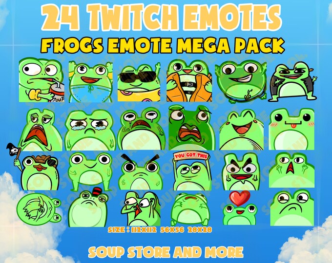 Cute Black Frog Emotes for Twitch Discord Youtube | Frog Twitch Emotes ...