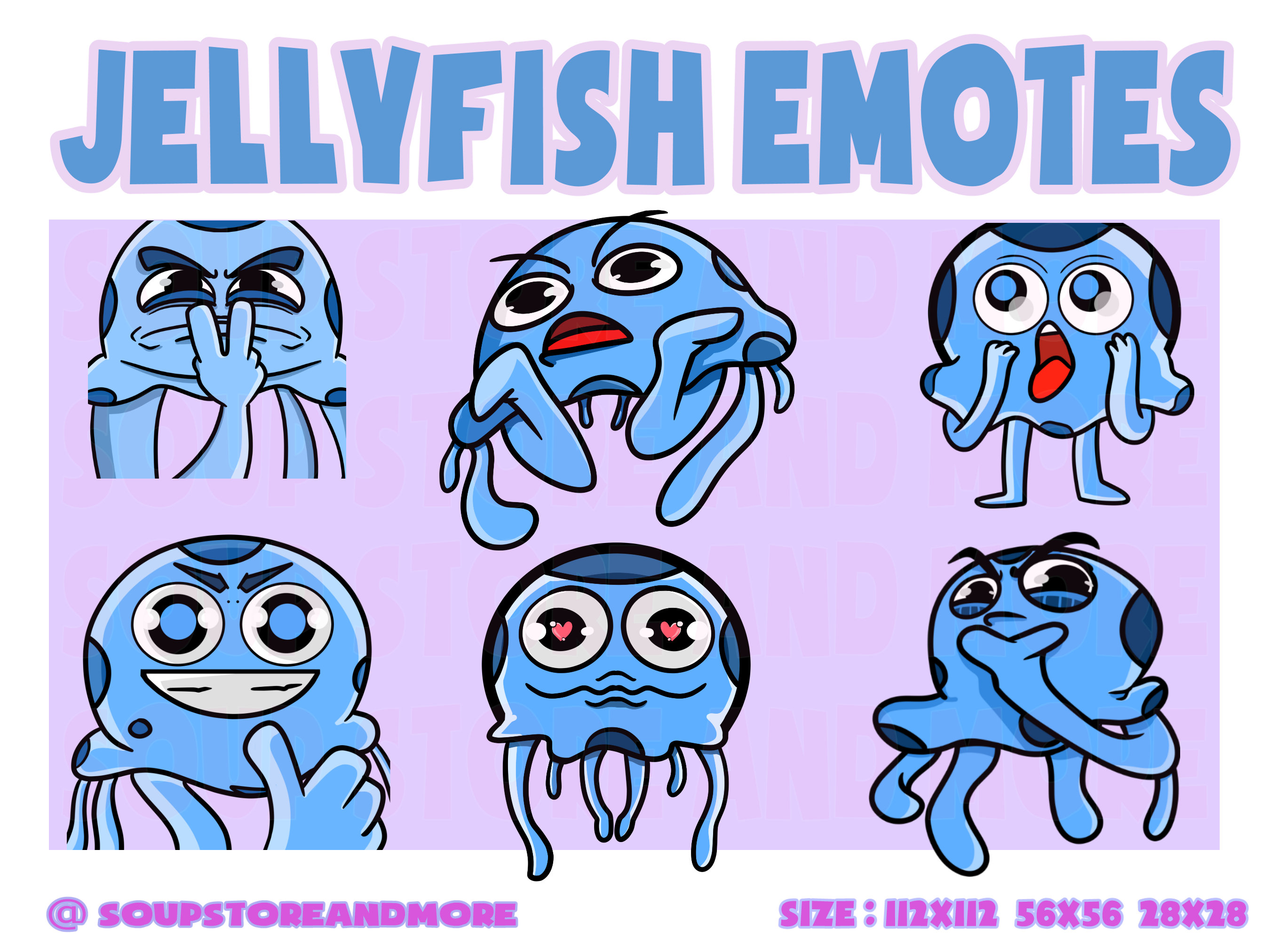 6 Blue Jellyfish Emotes - Twitch Jellyfish Emotes - Twitch, Discord - Etsy
