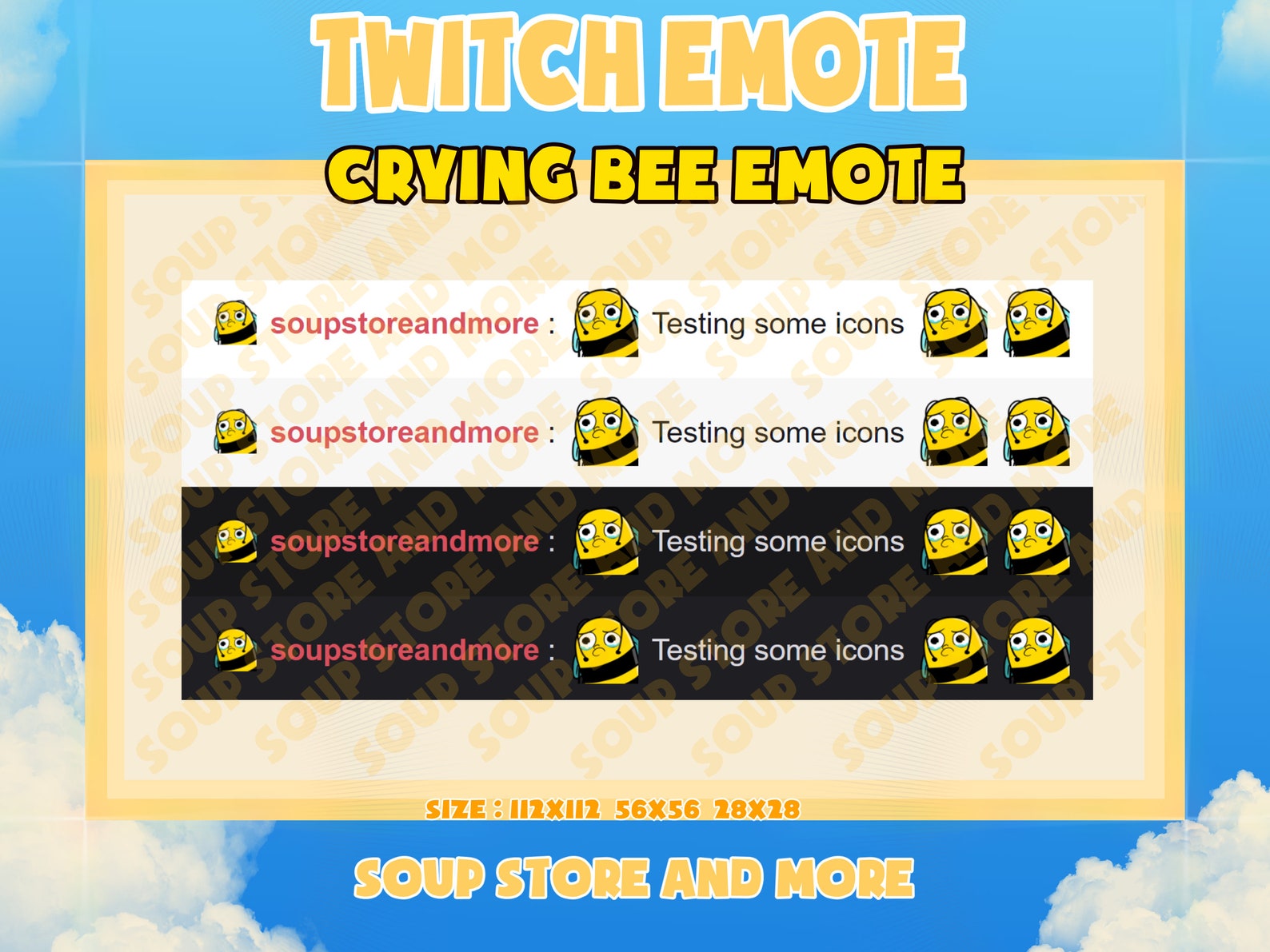 Twitch SAD Bee Emote for Twitch, Discord Sad Emote Crying Bee Emote - Etsy