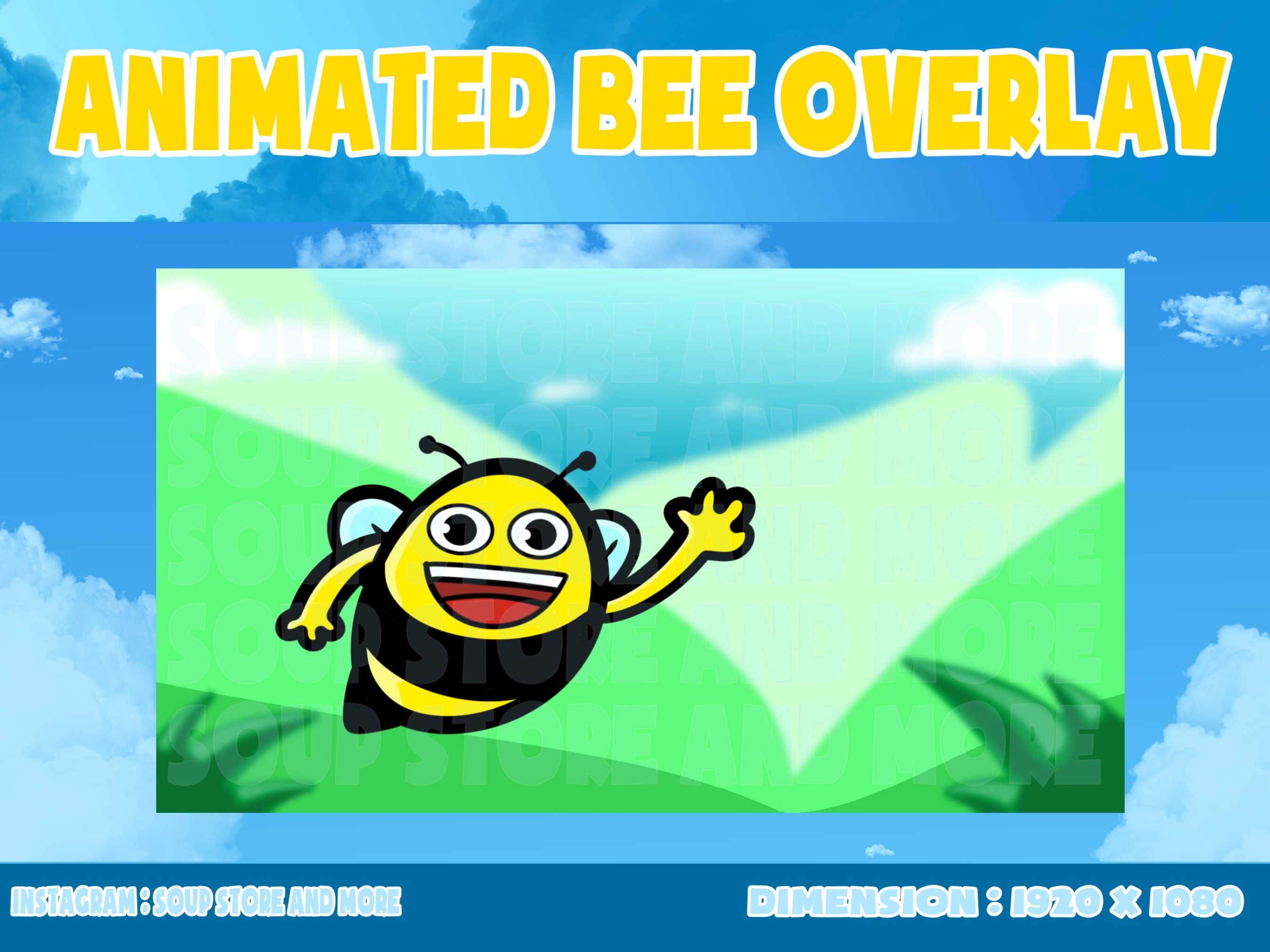 4 Animated Happy Twitch Overlays Waving Bee Mountain Twitch Stream - Etsy