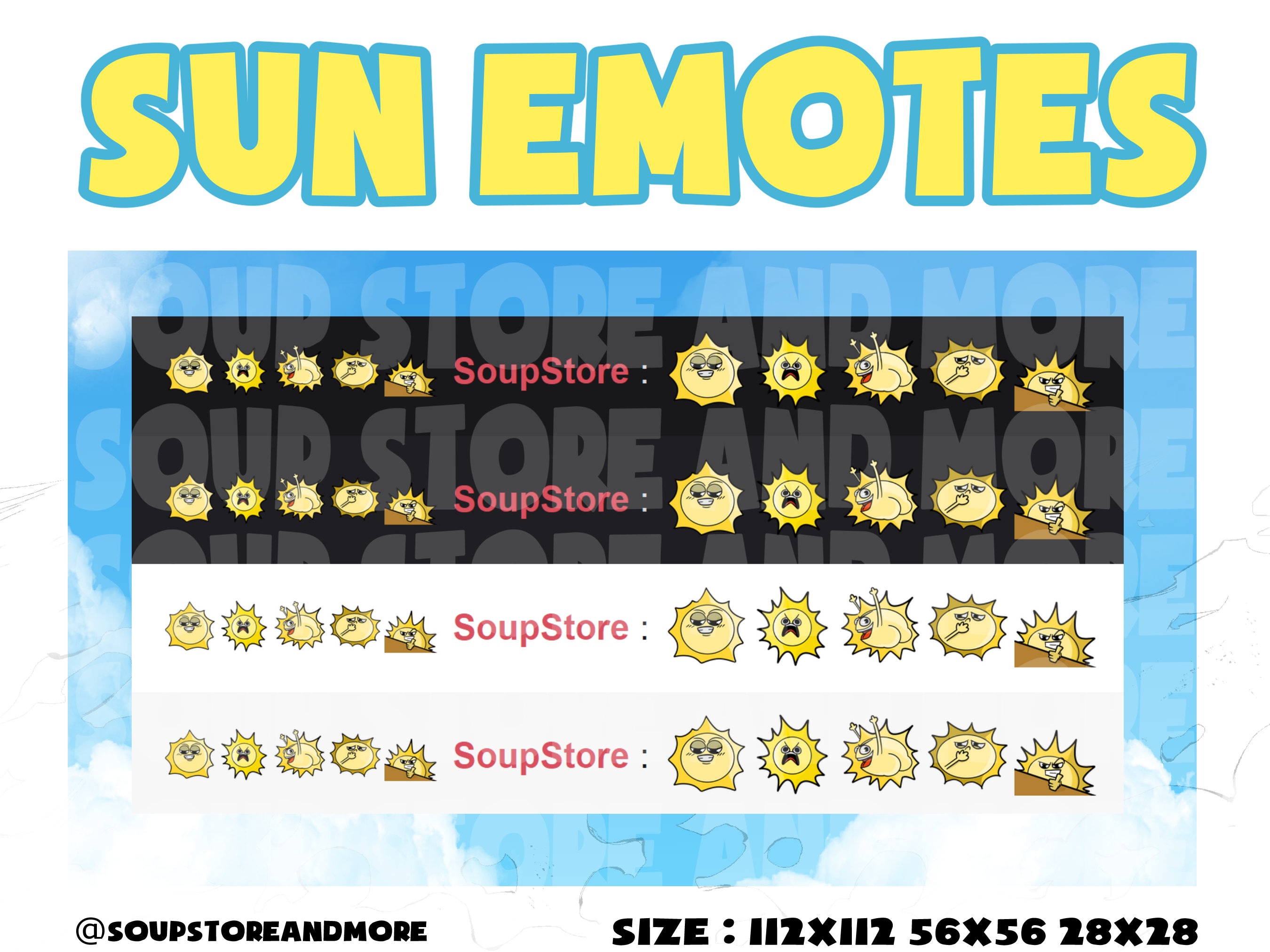 5 SUN EMOTES for TWITCH Discord Big Booty Sun Emote - Etsy