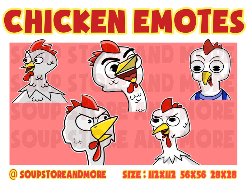 5 Chicken Emotes - Black and White Outlines - Happy Bird Emote - Twitch ...