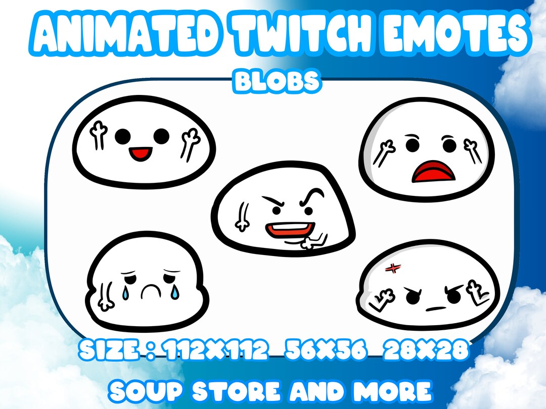 5 Cute White Blob Emotes for Twitch - Chibi Animated Blob Emotes ...