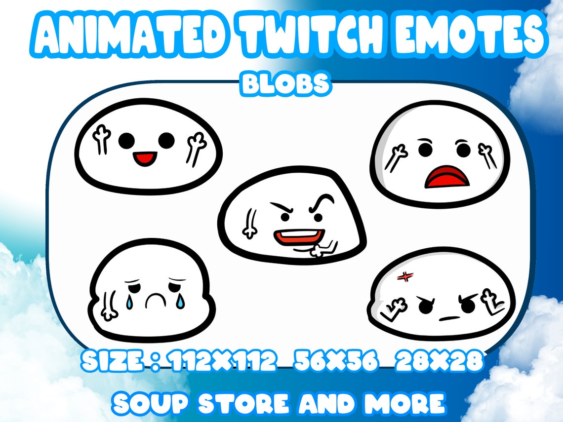 5 Cute White Blob Emotes for Twitch Chibi Animated Blob Emotes ...