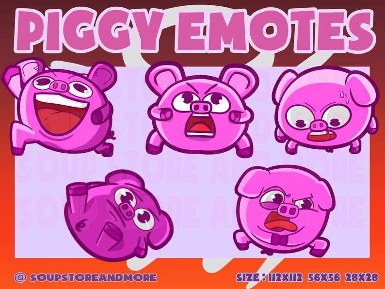10 Wild Piggy Emotes for Twitch - Discord - Youtube - Cute Pig - Etsy