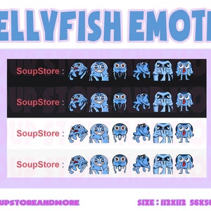 6 Blue Jellyfish Emotes - Twitch Jellyfish Emotes - Twitch, Discord - Etsy