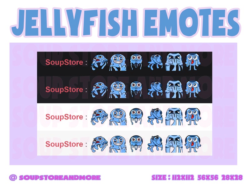 6 Blue Jellyfish Emotes - Twitch Jellyfish Emotes - Twitch, Discord - Etsy