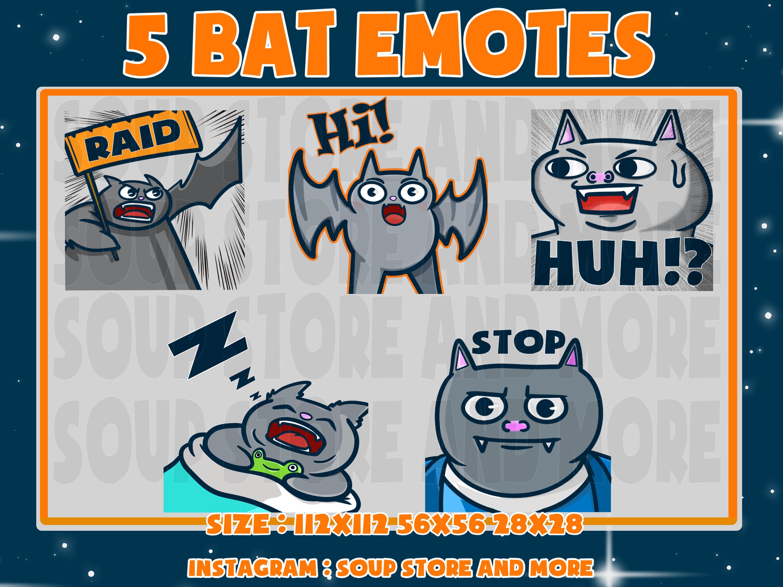 5x Bat Emotes for Twitch - Halloween Bat Emotes - Twitch, Discord ...