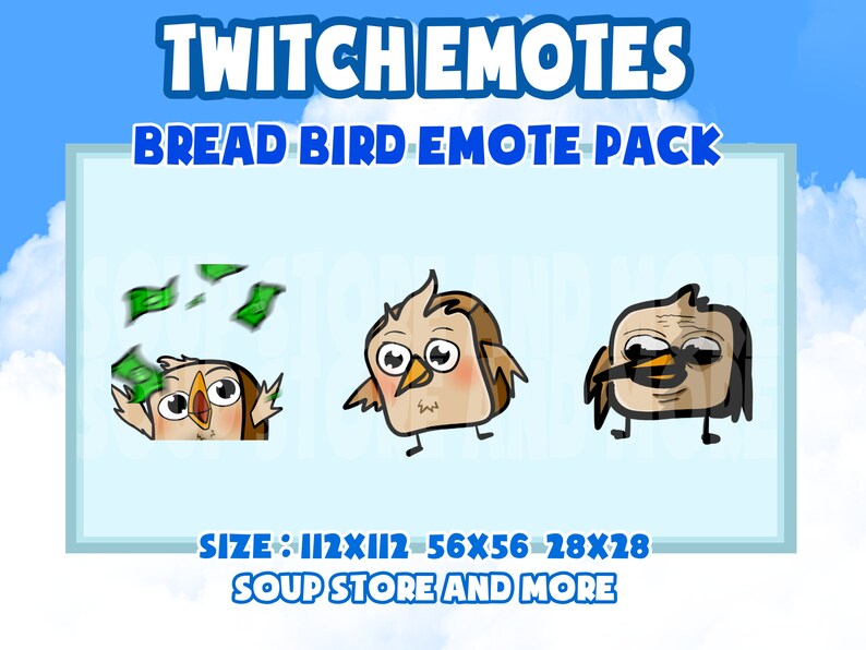 Bread Bird Emote Pack / Twitch Emotes / Happy Emote / Money Emote ...