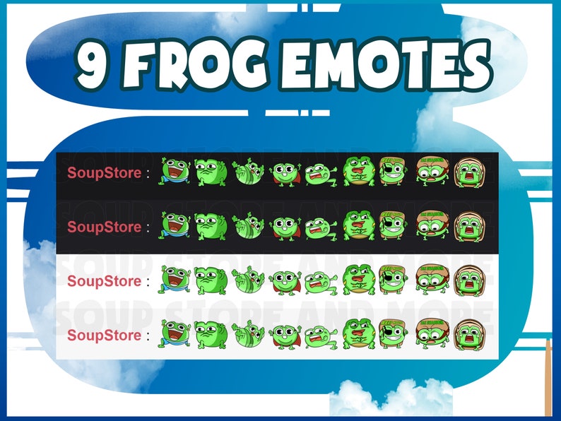 9 FROGS EMOTE PACK Summer Frogs Twitch Emotes Discord Emotes ...