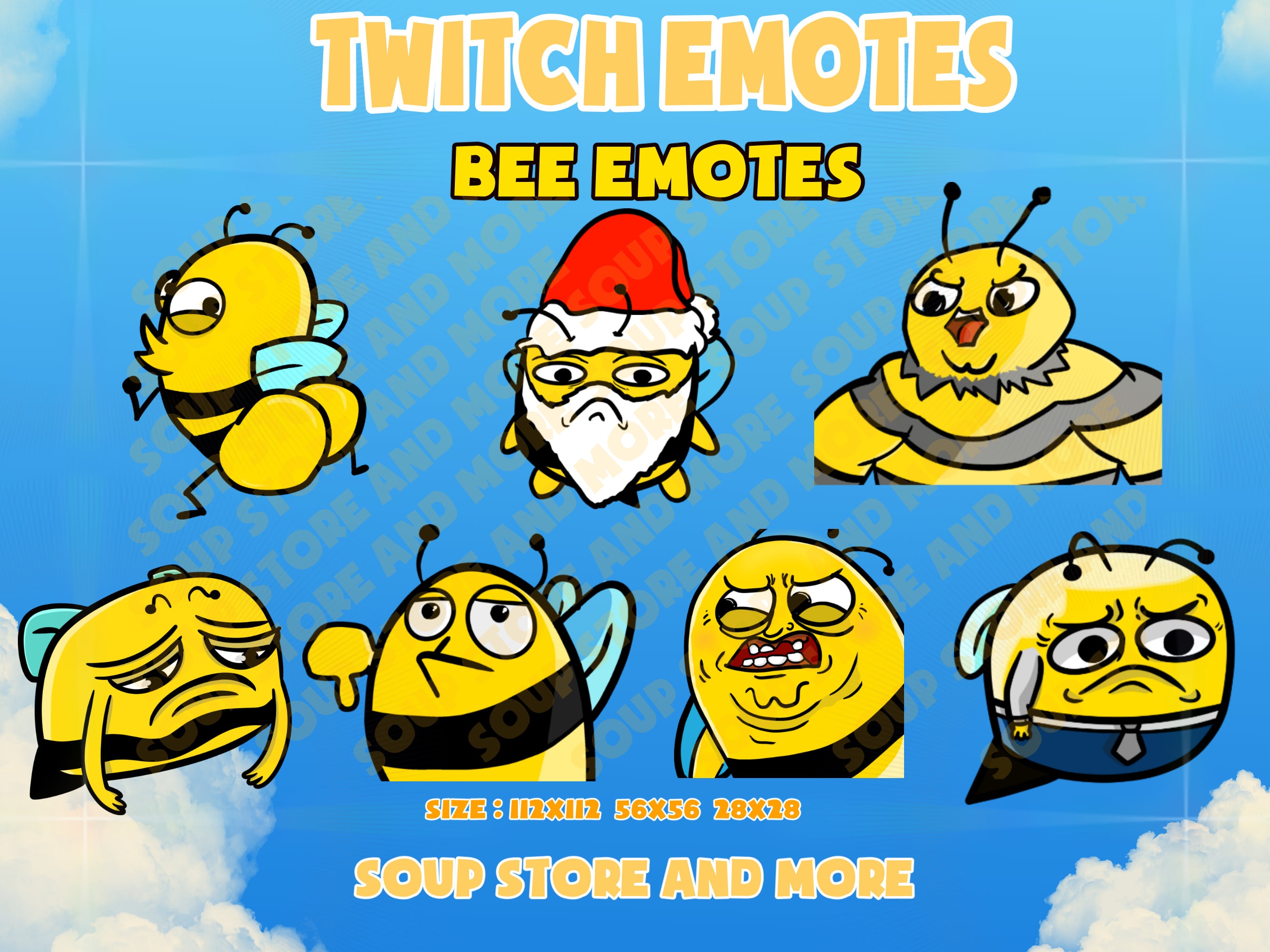 Bee Emotes Set of 7 - Twitch, Discord, Youtube - Booty Bee Emote, Sad ...