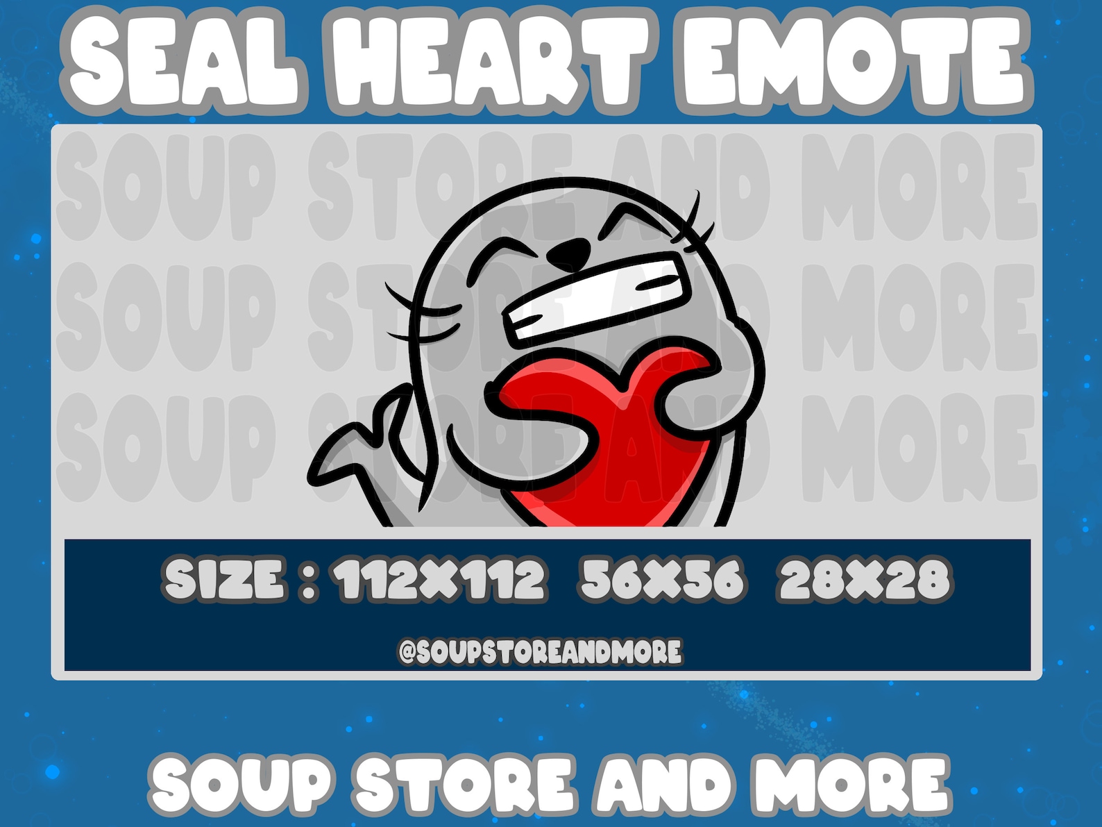 Seal Heart Emote for Twitch Cute Seal Emote Valentines Emotes Twitch ...