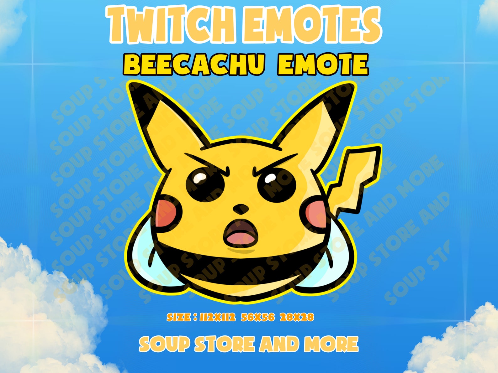 Angry Beecachu Emote for Twitch / Angry Bee Emote / Angry Yellow Rat ...