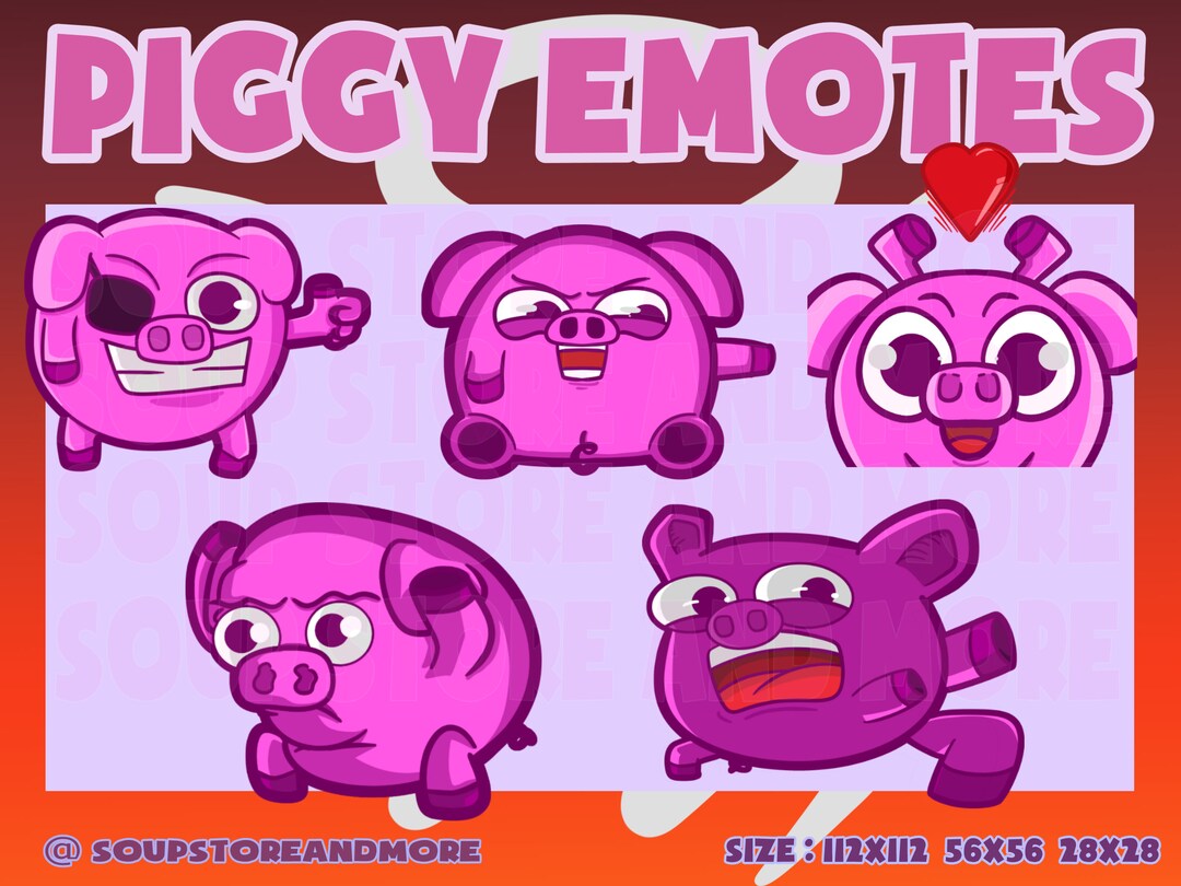 10 Wild Piggy Emotes for Twitch - Discord - Youtube - Cute Pig - Etsy