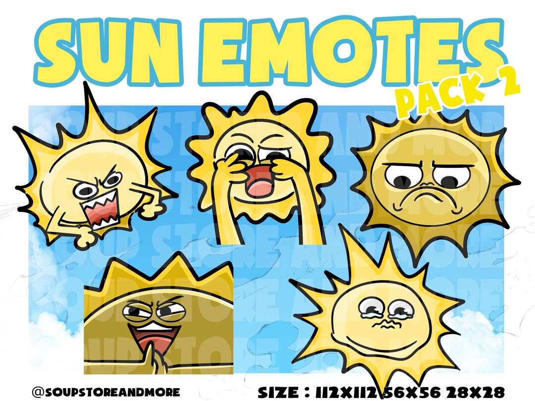 Sun Emote Pack 2: Twitch/discord Streamer Emotes (digital Download) - Etsy