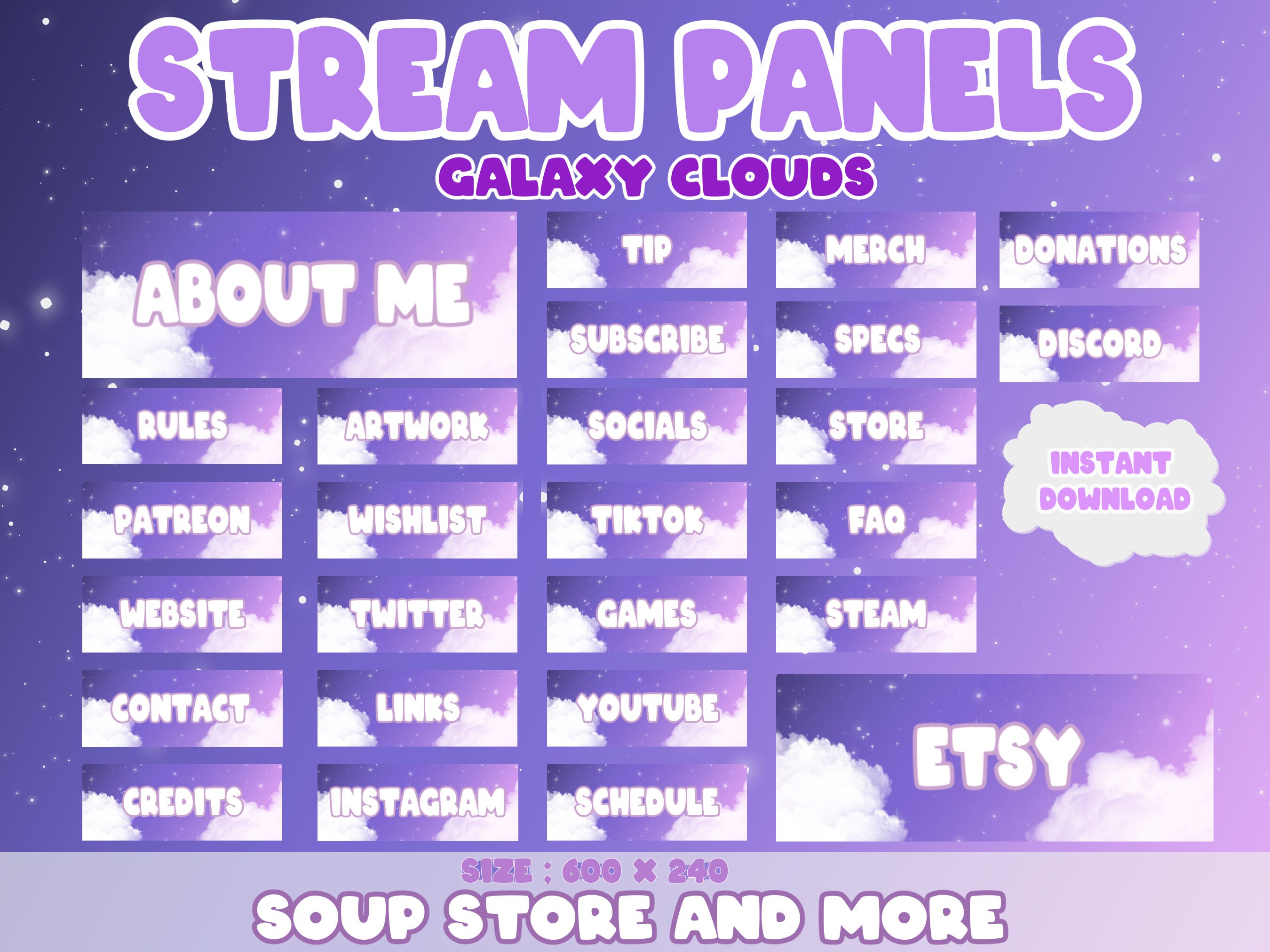 Cute Galaxy Cloud Panels for Twitch - Purple Galaxy Panels - Twitch ...