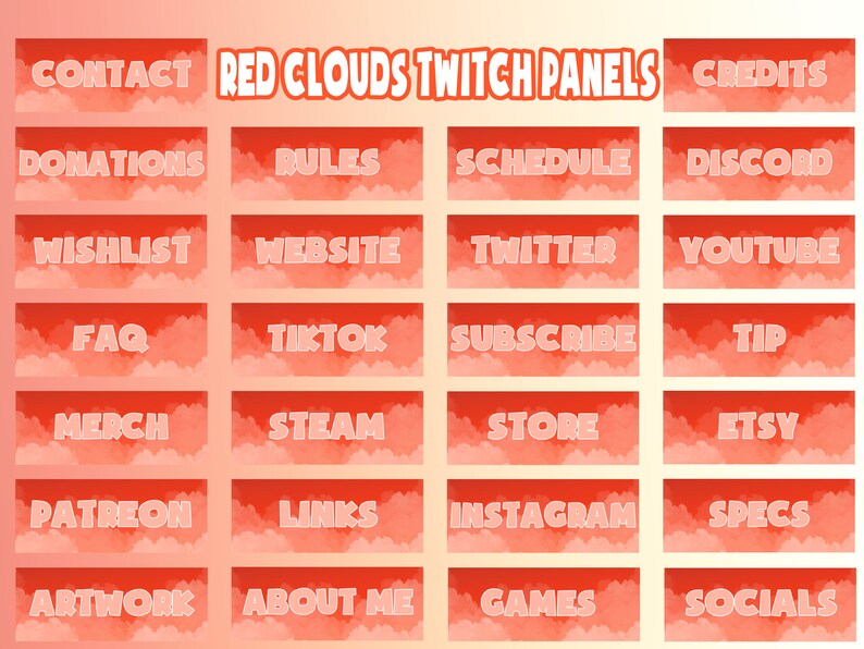 Red Clouds Panels for Twitch - Etsy