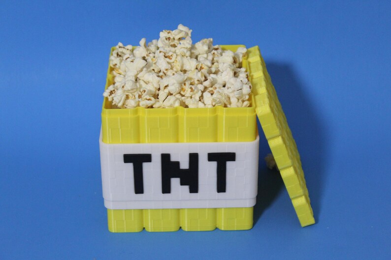 3D Printed Minecraft Movie Inspired Yellow TNT Popcorn Bucket! - Etsy