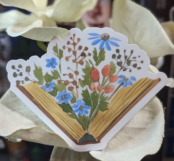 Open Book Flower Book Flower 3 Sticker | Etsy