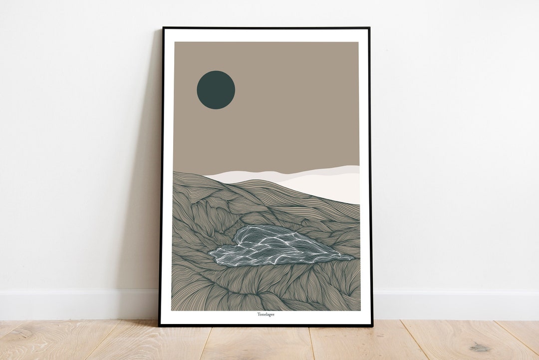 Tonelagee Mountain Heart Lake Print | Minimalist Irish Landscape - Etsy