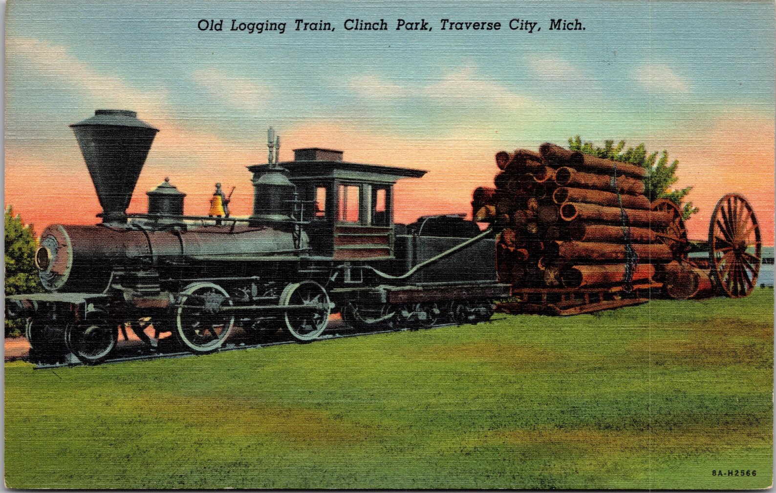 Old Logging Train Locomotive Clinch Park Traverse City Mich MI Vintage ...