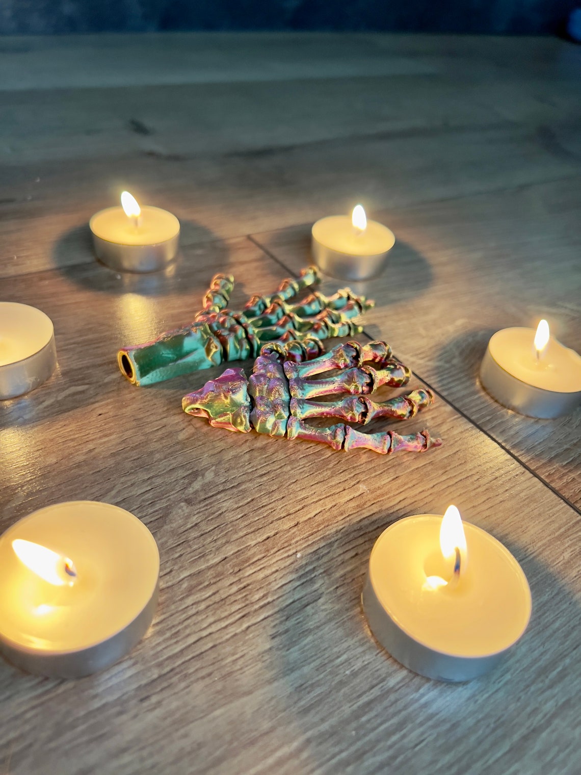 Scary Skeleton Hand Pencil Topper and Keychain Set Funny Articulated ...