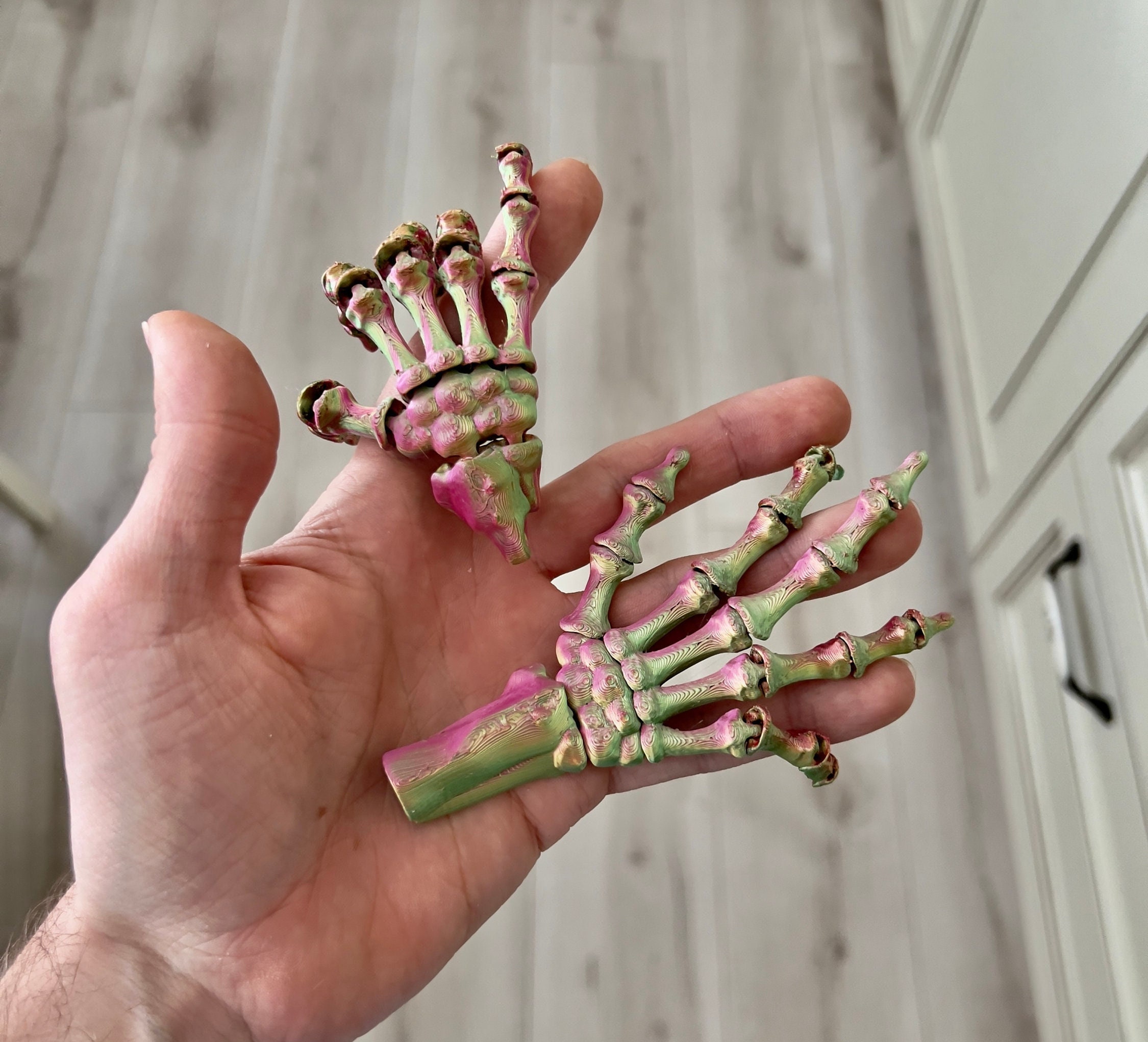 Scary Skeleton Hand Pencil Topper and Keychain Set Funny Articulated ...