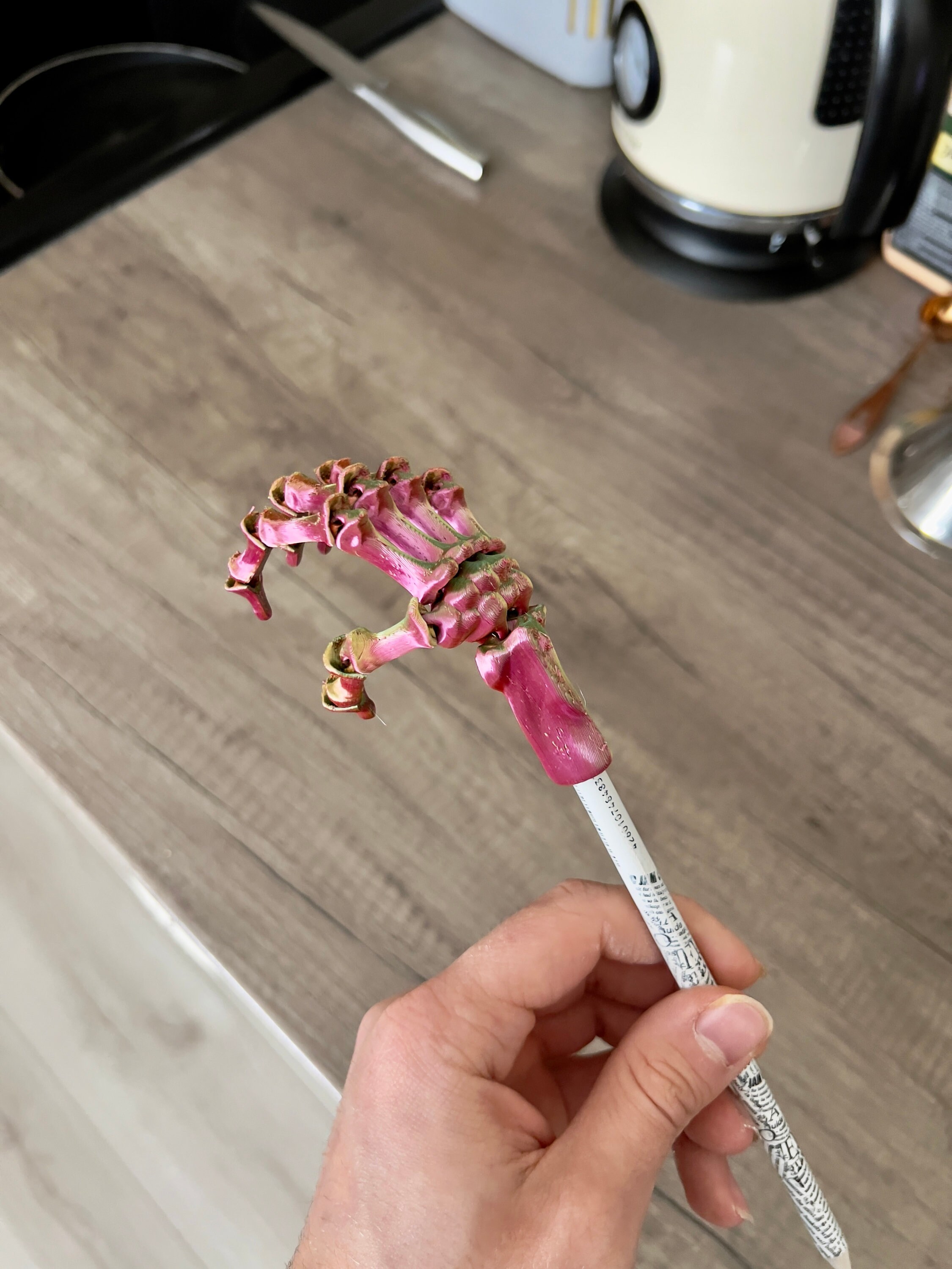 Scary Skeleton Hand Pencil Topper and Keychain Set Funny Articulated ...