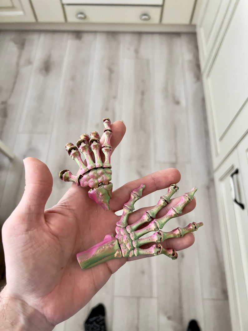 Scary Skeleton Hand Pencil Topper and Keychain Set Funny Articulated ...