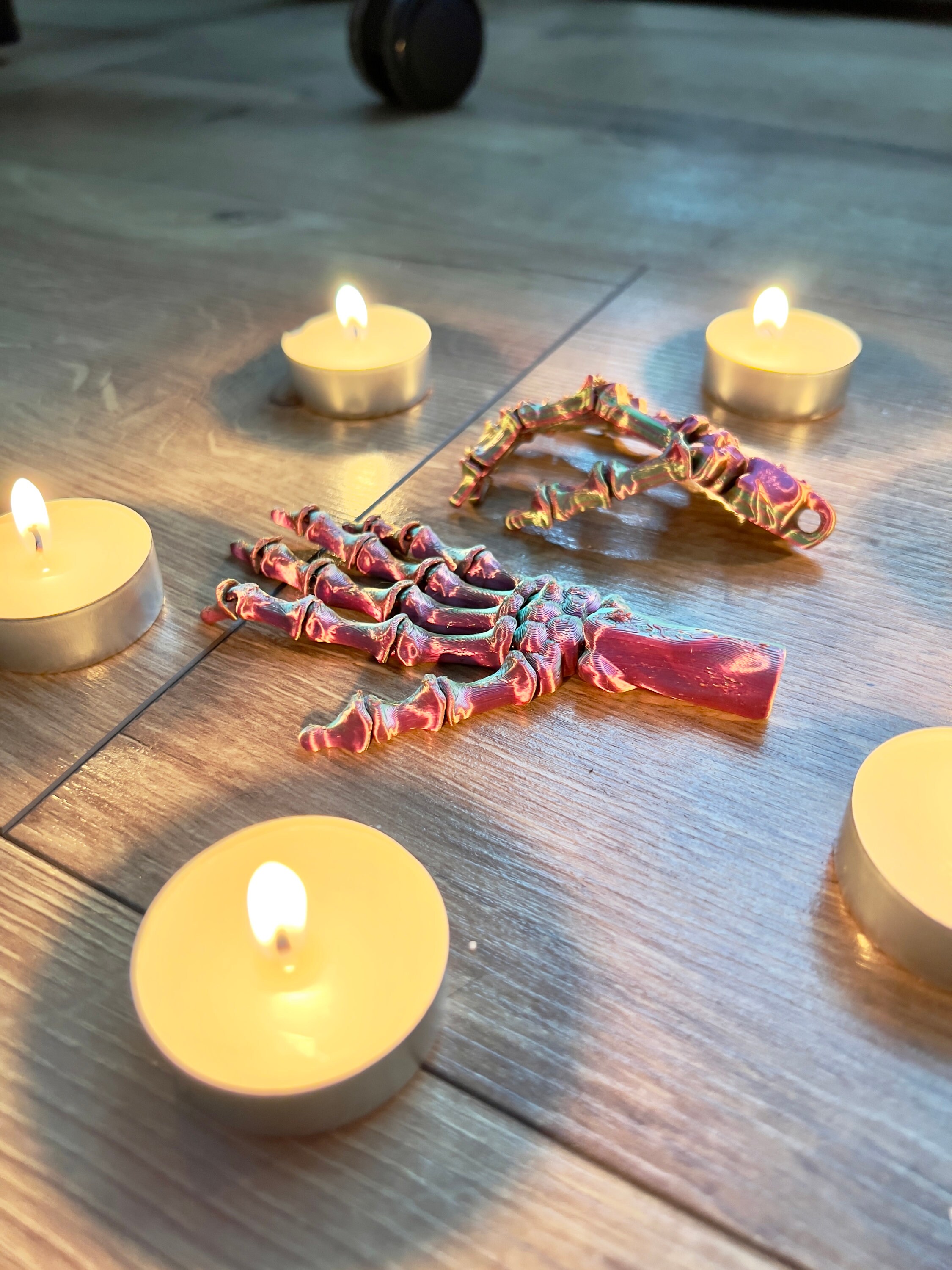 Scary Skeleton Hand Pencil Topper and Keychain Set Funny Articulated ...