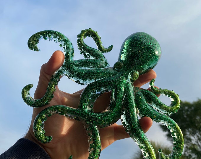 Blue Blown Glass Octopus Sculpture - Etsy