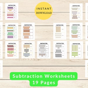 Subtraction Worksheets 1-20, Digital Download, Numbers Worksheets ...